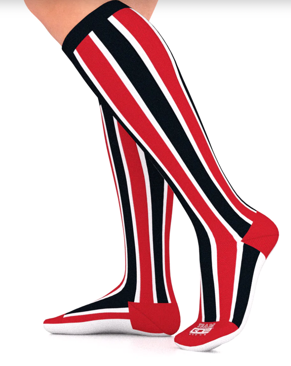 Red and Black TEAM Compression Socks – Be Light Compression